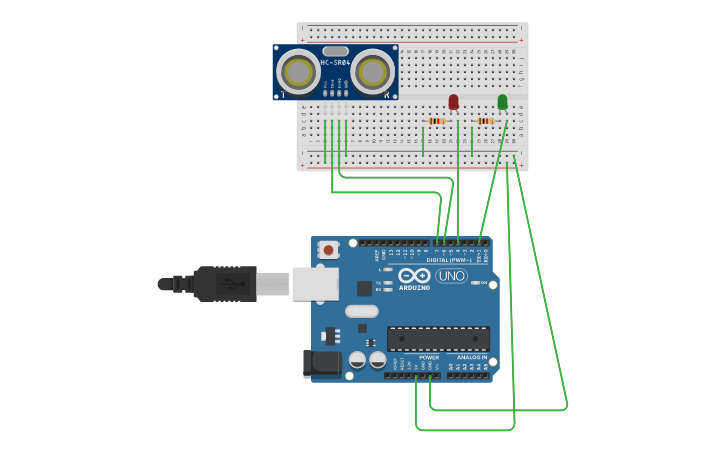 Circuit design Distance Sensor | Tinkercad