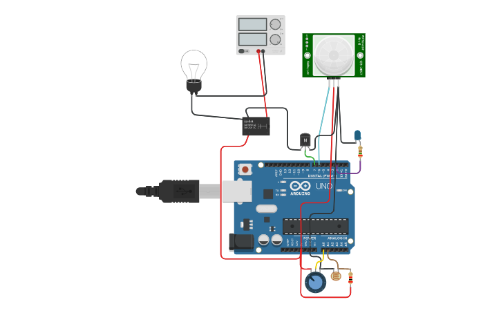Circuit design Copy of capteur de présence - Tinkercad