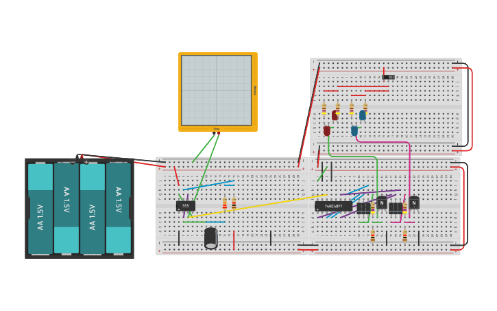 Circuit Design Police Lights 555 Timer And Decade Coder Tinkercad