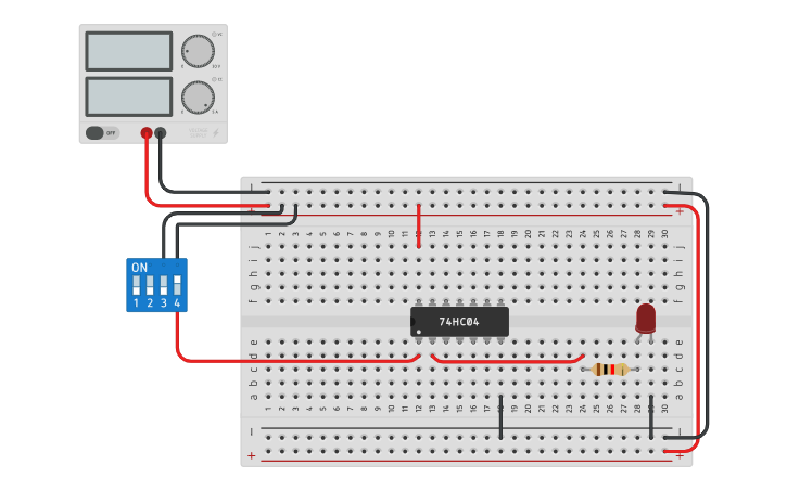 Circuit design NOT Gate - Tinkercad