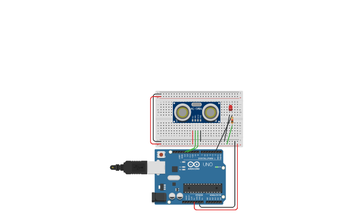Circuit design HC-SR04 | Tinkercad