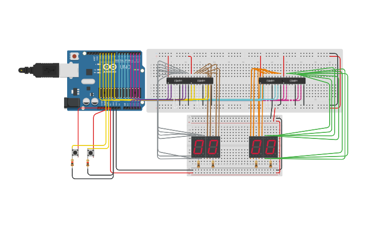 Circuit design Copy of 7-Segment Display Stopwatch Group 1 Using CD4511 - Tinkercad