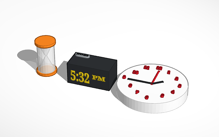3D design Hourglass, Digital Clock, and Analog Clock | Tinkercad
