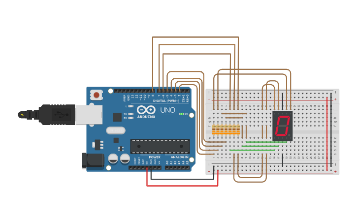 Circuit design EMNACEN – QUIZ 02 – 7-SEGMENT DISPLAY (USING LOOPS) - Tinkercad