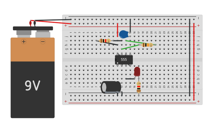 Circuit Design Led Blinking Using 555 Timer Tinkercad