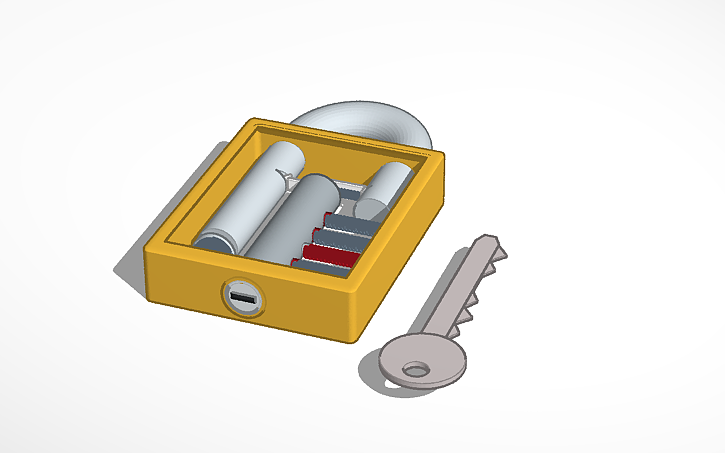 3D design Padlock with key - Tinkercad