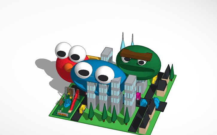 3D design Giant Sesame Street heads attacking city | Tinkercad
