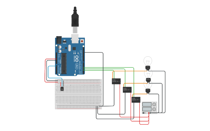 Circuit design Temperature sensor (temp in serial monitor) - Tinkercad