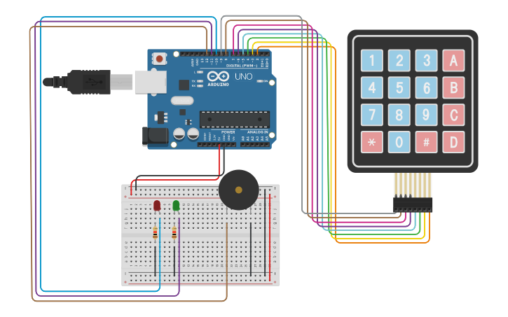 Circuit design Password protected security system - Tinkercad