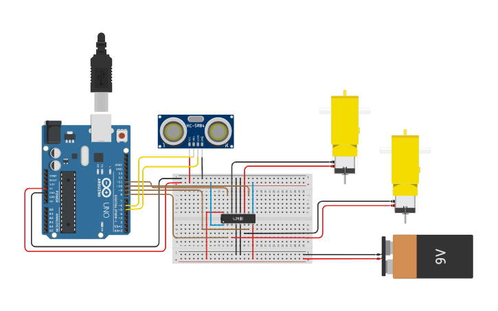 Circuit design Obstacle avoiding Robot - Tinkercad