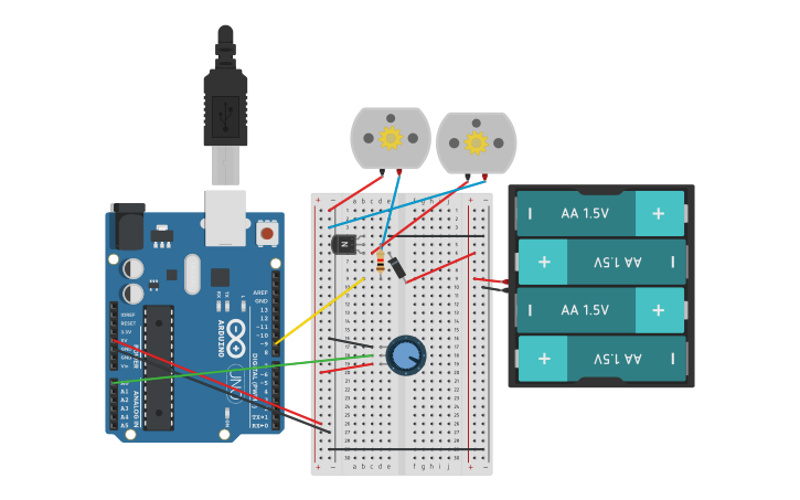 Circuit design Motor controller(analog I/O) - Tinkercad