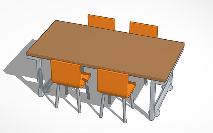 3D design Contemporary Dining Table and Chairs - Tinkercad