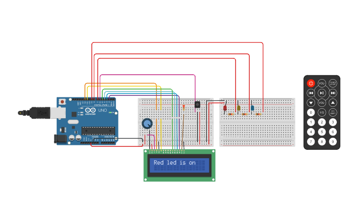 Circuit design LCD & IR Remote Homework | Tinkercad