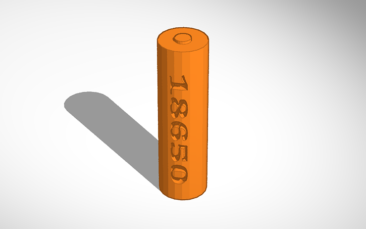 3D design 18650 Battery - Tinkercad