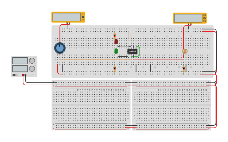 Circuit design Comparador LM393 - Tinkercad