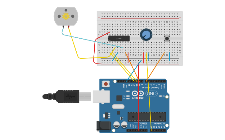 Circuit design DC Motor Reversing | Tinkercad