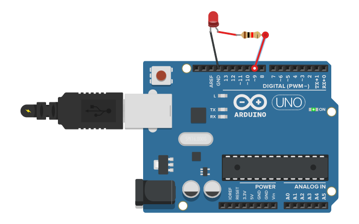 Circuit design 第2节 arduino 点亮LED灯 - Tinkercad
