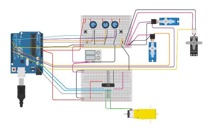 Circuit design bras robotique - Tinkercad