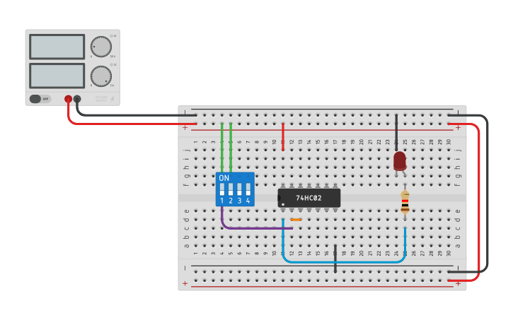 Circuit design 063_NOR GATE AS NOT GATE - Tinkercad