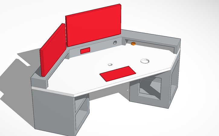 3D design desk corner computer gaming - Tinkercad