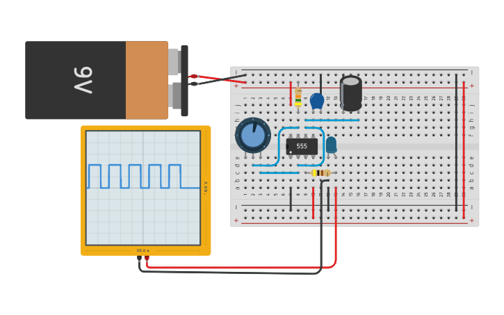 Circuit design Circuito de Reloj 555 | Tinkercad