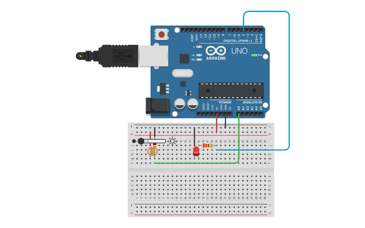 Circuit Design Piscando O Led Utilizando Sensor Ldr Tinkercad