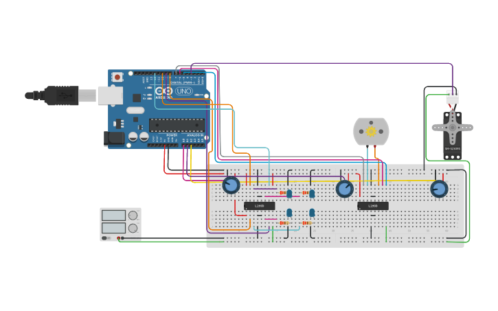 Circuit design Motors | Tinkercad