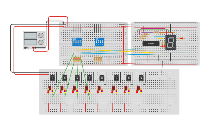 Circuit design Afficheur 7 segment - Tinkercad