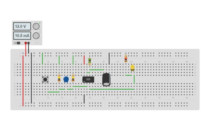 Circuit design Monostable oscillator with 555 - Tinkercad