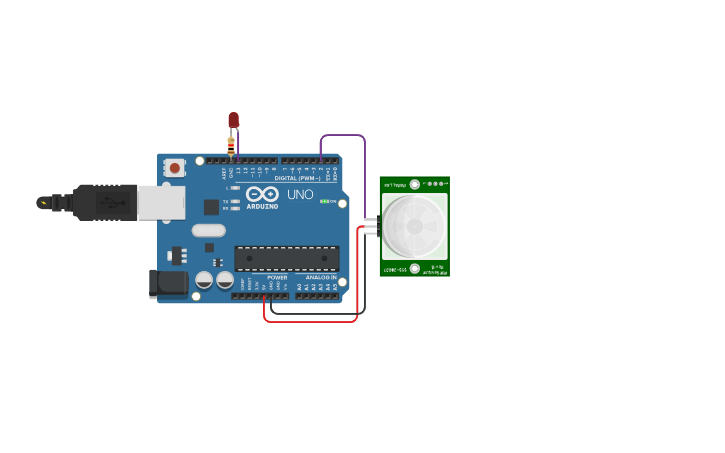 Circuit design Motion Sensor - Tinkercad