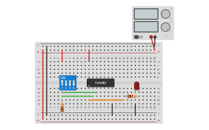Circuit design NOT/Inverter Gate (Using NOR Gate) - Tinkercad