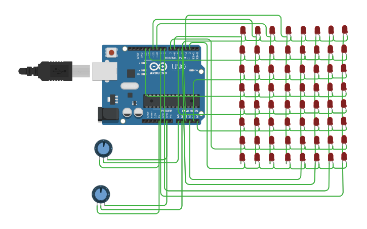 Circuit design 8x8 LED Matrix - Tinkercad