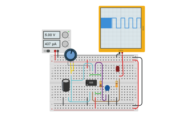 Circuit design Reloj con Timer 555 - Tinkercad