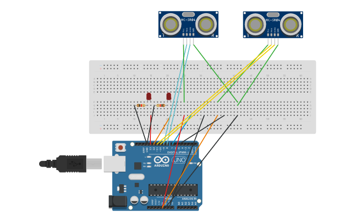 Circuit design Robot sumo 1 - Tinkercad