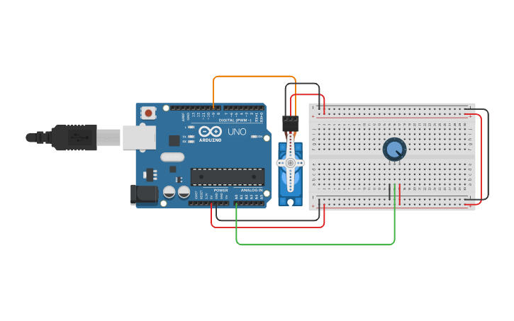 Circuit design Servo Motor - Tinkercad
