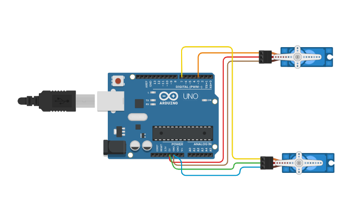 Circuit Design Control Con Servomotores Tinkercad