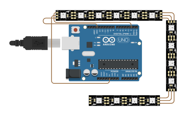 Circuit design 2018004 - Skenario 1 LED STRIP | Tinkercad