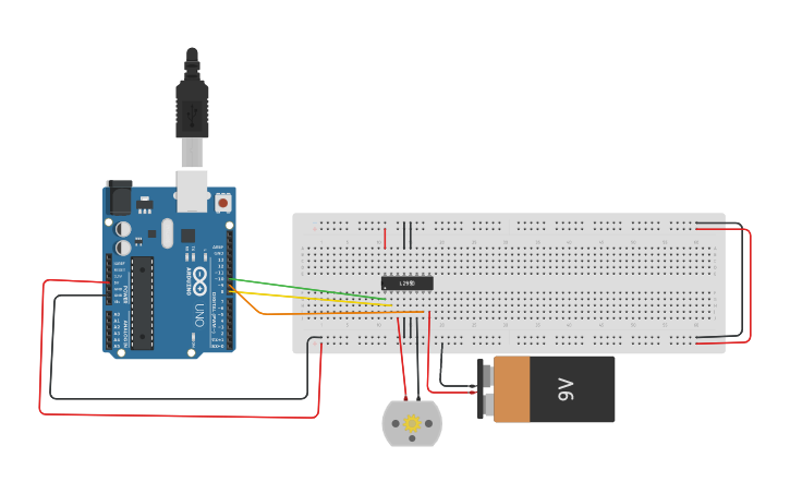Circuit design L293D y el Arduino - Tinkercad