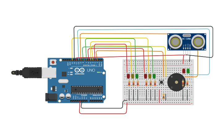 Circuit design Traffic Lights - Tinkercad