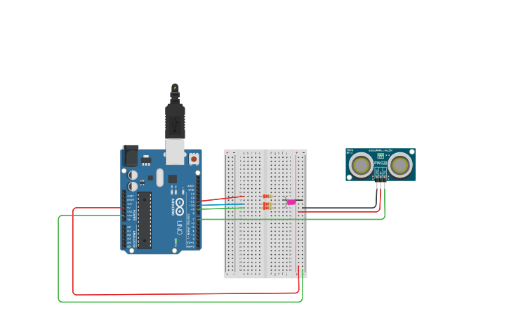 Circuit Design Ultrasonic Sensor Tinkercad