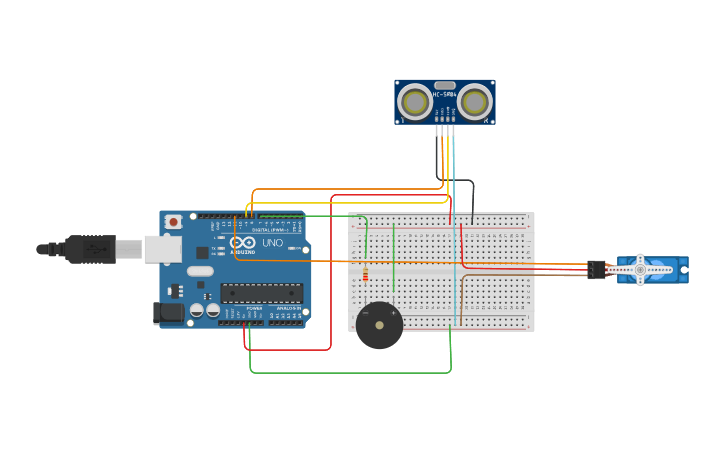 Circuit design Radar project arduino uno - Tinkercad
