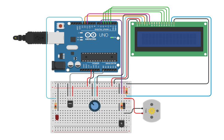 Circuit design Temperature control system - Tinkercad