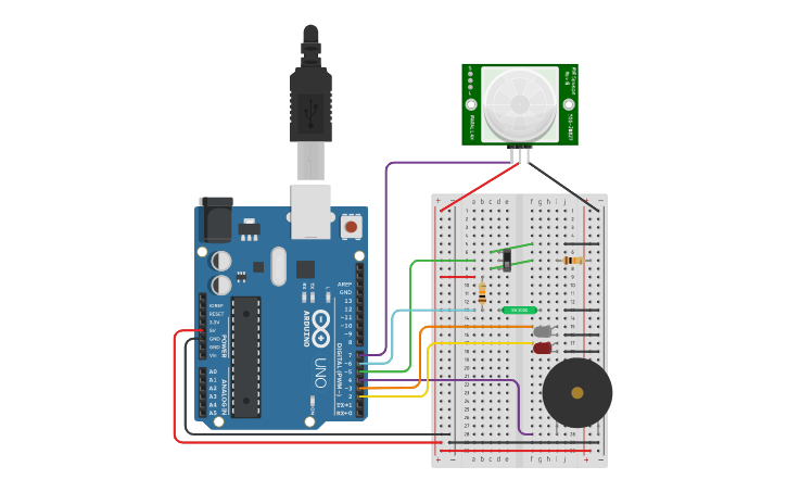 Circuit design Alarm System - Tinkercad