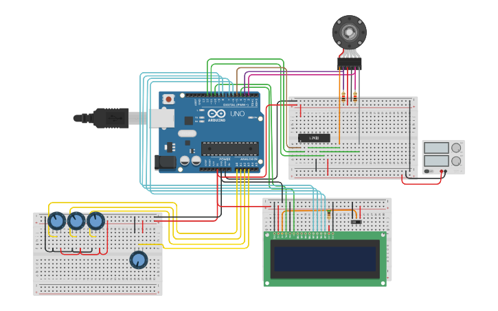 Circuit design PID Control - DC Motor with Encoder - Tinkercad
