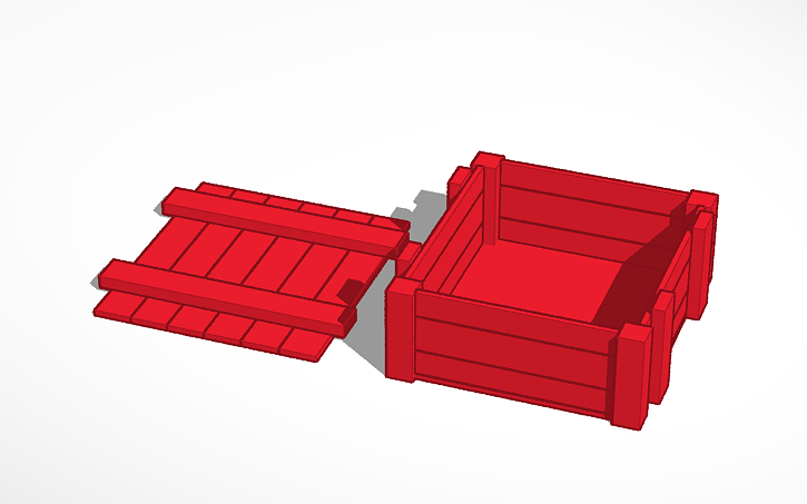 3D design Simple Wooden Crate w/lid - Tinkercad