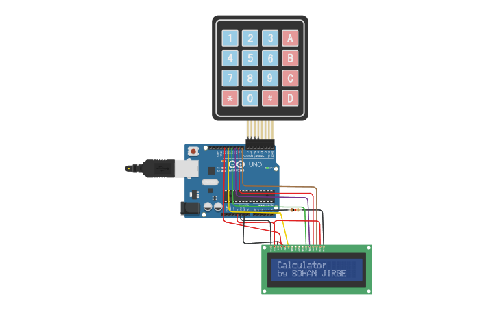 Circuit design Digital Calculator using Arduino Uno - Tinkercad