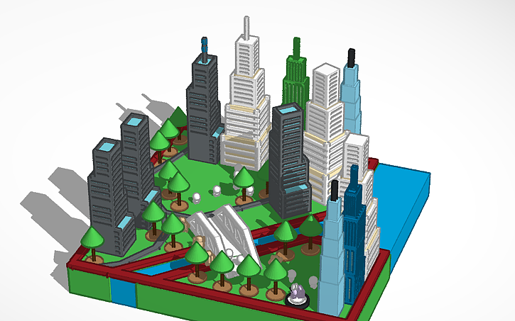 3D design Skyscrpers on a city - Tinkercad