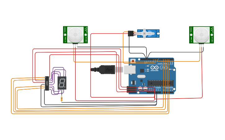 Circuit design Automated Parking lot - Tinkercad
