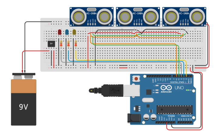 Circuit design MEDIR DISTANCIA - Tinkercad