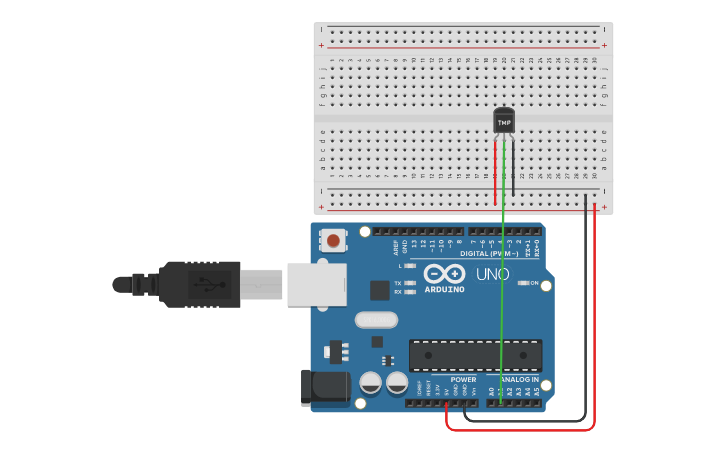 Circuit Design Interfacing Of Temperature Sensor With Arduino Tinkercad